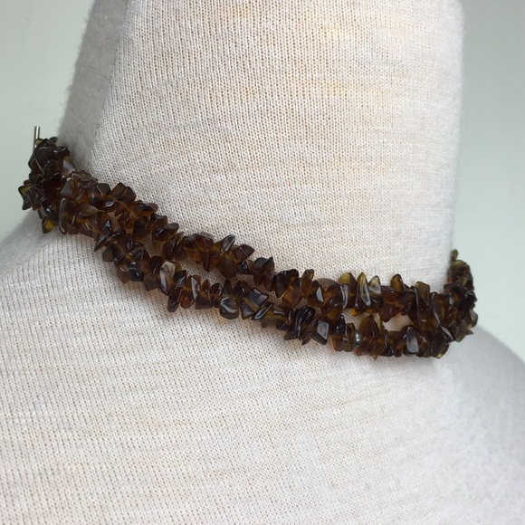 Jewelry | Double Strand Brown Stone Chip Necklace | Poshmark